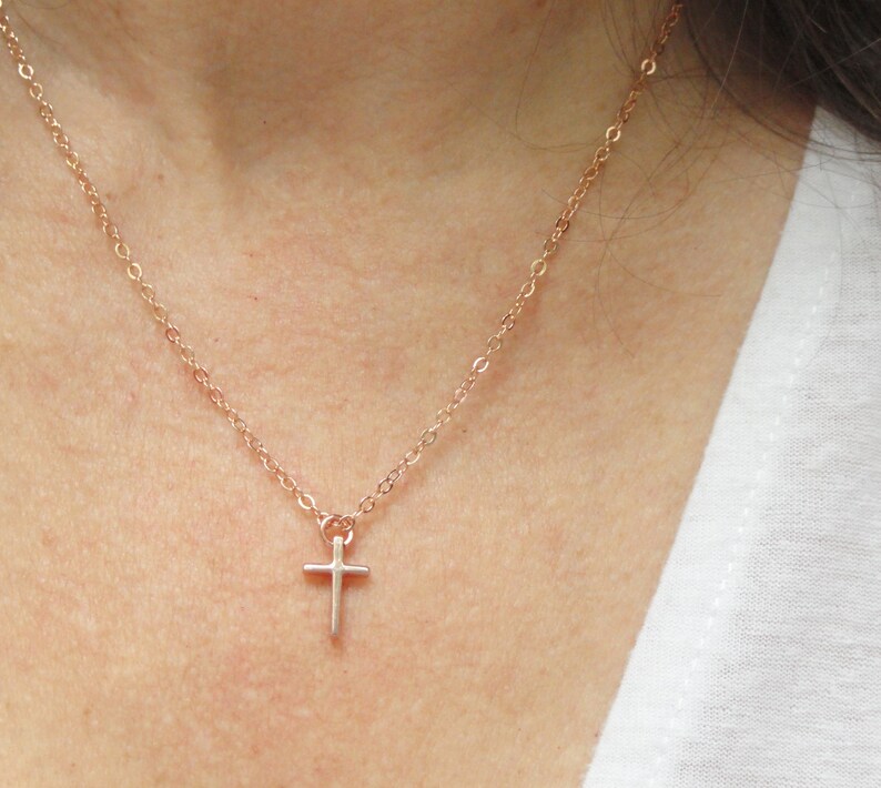 Rose gold cross necklace Cross necklace Faith necklace | Etsy