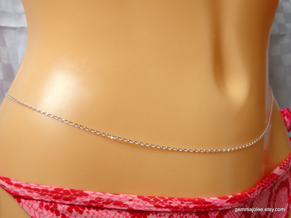 Sterling silver belly chain Sterling silver waist chain | Etsy