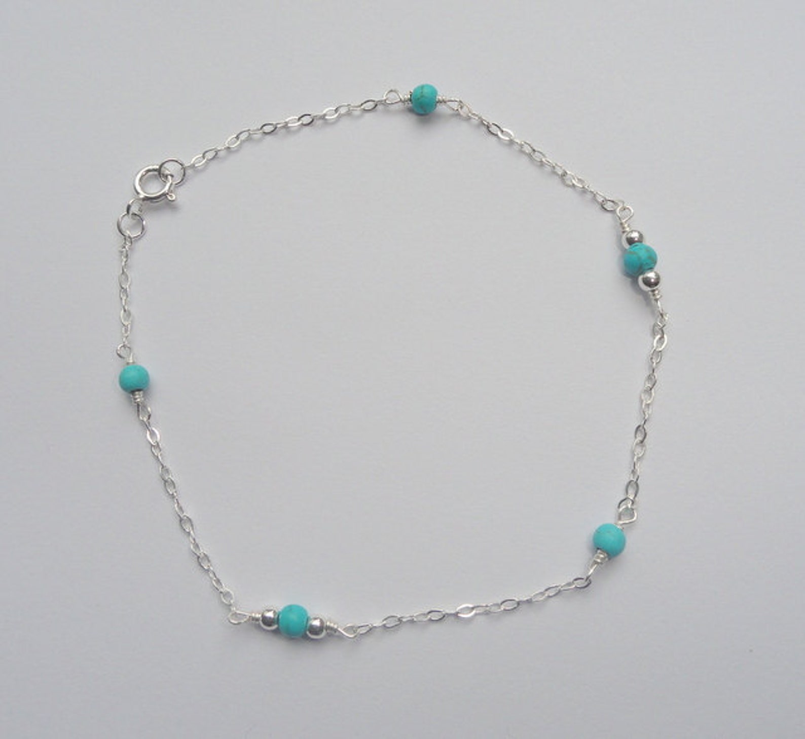 Sterling Silver Turquoise Anklet Turquoise Ankle Bracelet - Etsy