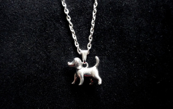 Silver dog necklace Cute dog necklace Animal necklace Pet | Etsy