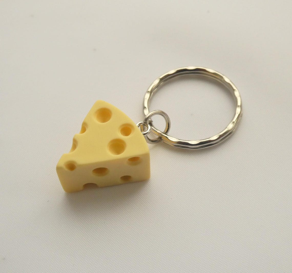 Cheese Wedge Keyring: Silver Initial Charm, Cheese Lover Gift - Etsy