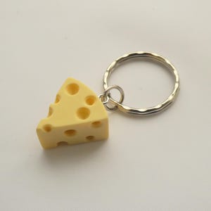 Cheese Wedge Keyring, Silver Yellow Cheese Keyring With Initial, Cheese ...