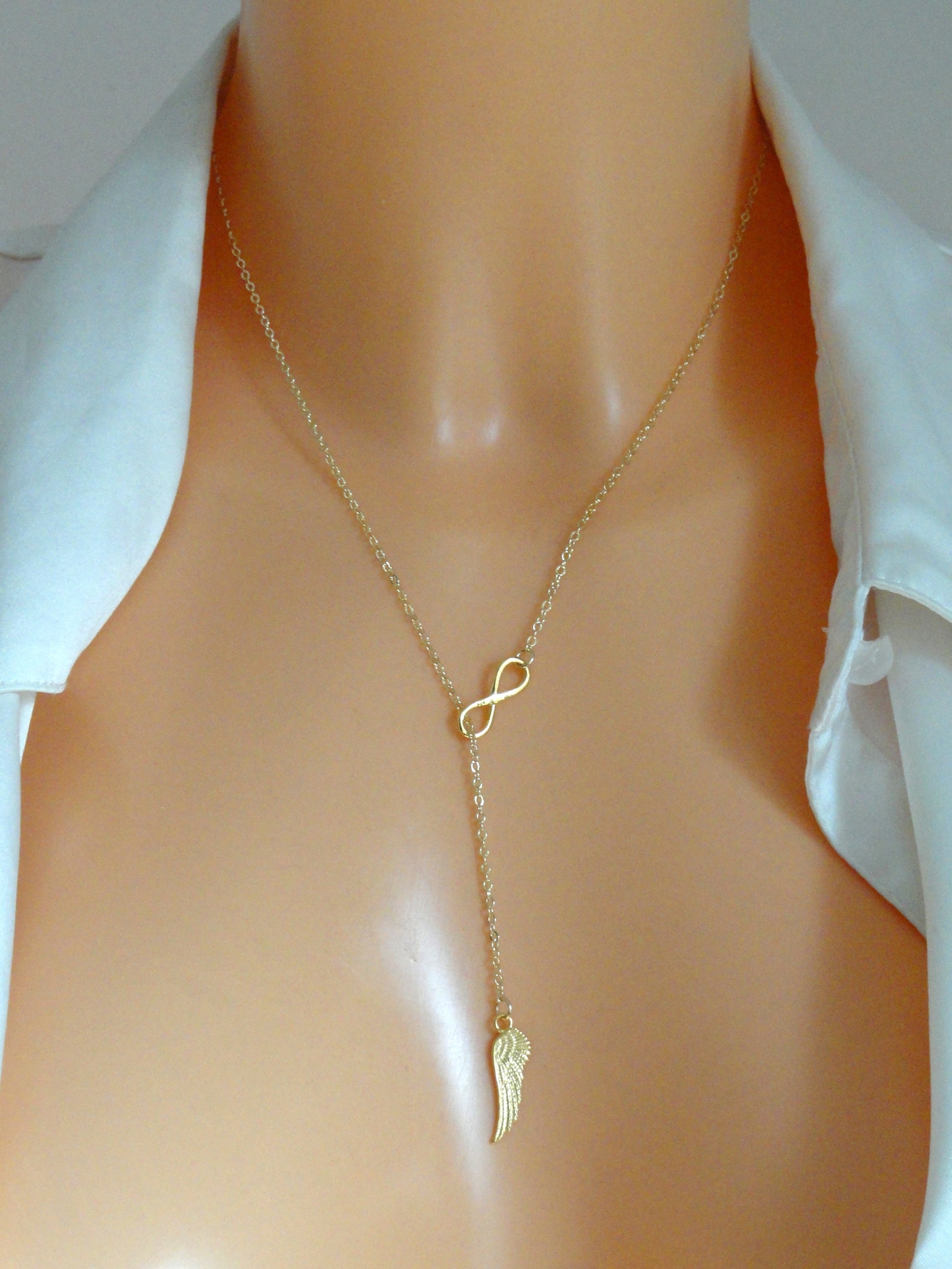 Gold Infinity Angel Wing Necklace Infinity Necklace With | Etsy UK