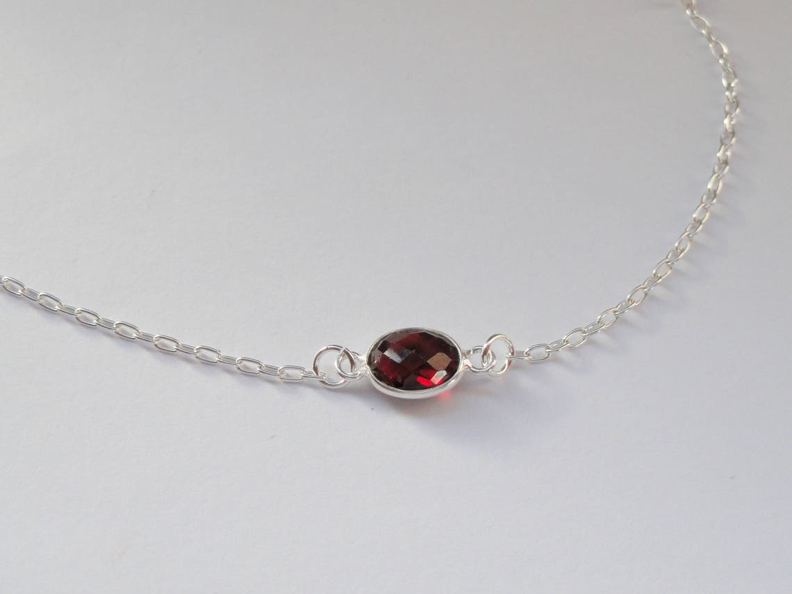 Sterling Silver Garnet Bracelet Garnet Bracelet Silver | Etsy