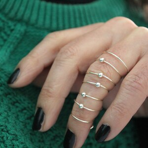 Silver Wire Beaded Full Finger Ring, Long Silver Spiral Wire Ring ...