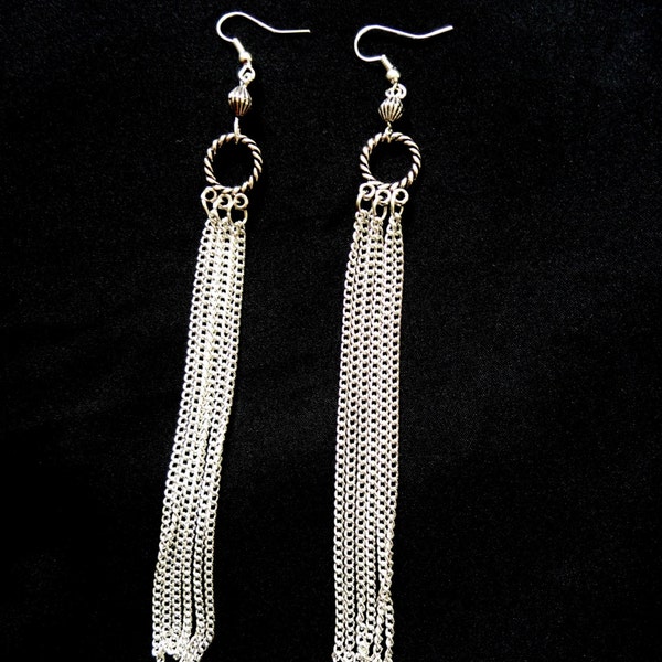 Silver Chain Earrings - Etsy