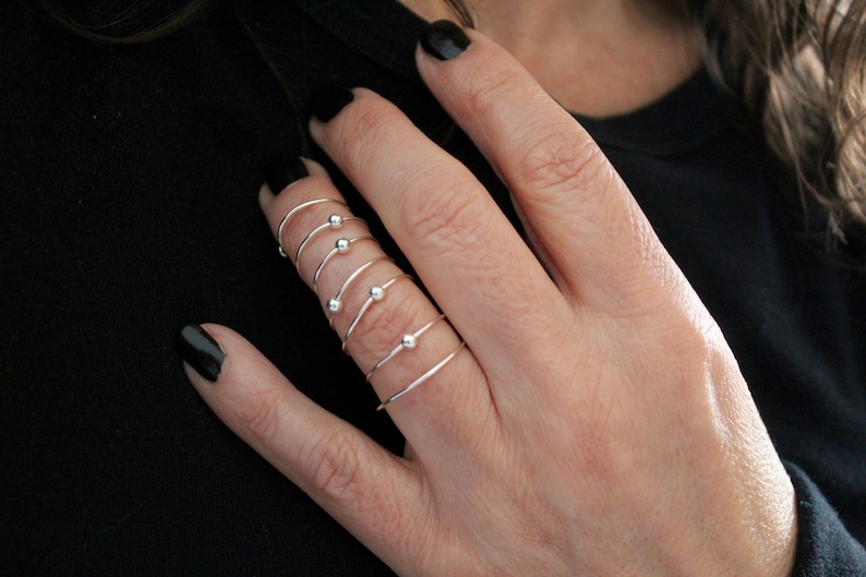 Silver Wire Beaded Full Finger Ring Long Silver Spiral Wire - Etsy