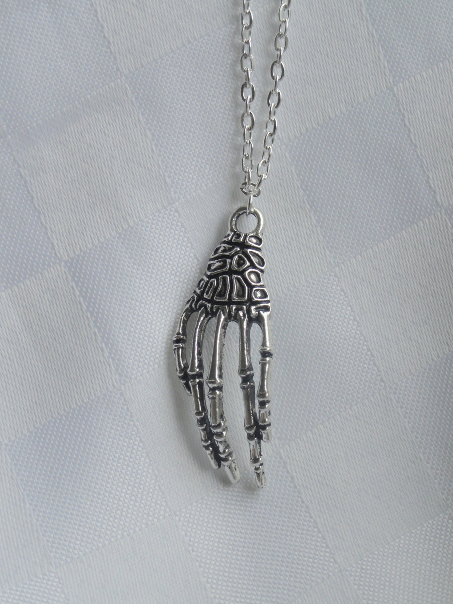 Skeleton Hand Necklace Long Silver Necklace Skeleton Hand - Etsy UK