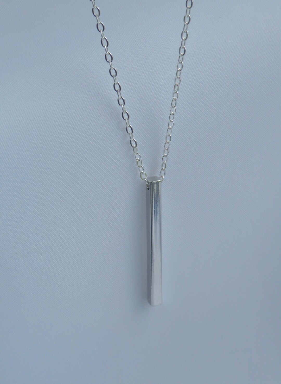 Long Rectangular Bar Necklace, Silver Tone Geometric Bar Necklace ...