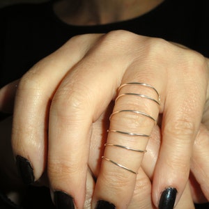 Sterling Silver Full Finger Spiral Wire Ring - Adjustable - Etsy