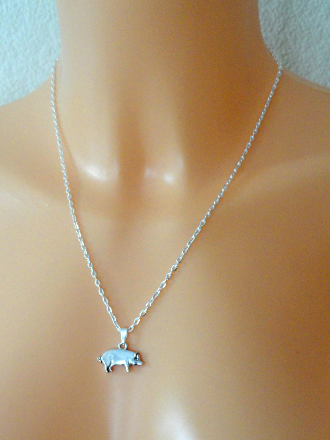 Pig Necklace Silver Pig Necklace Cute Pig Necklace Animal | Etsy