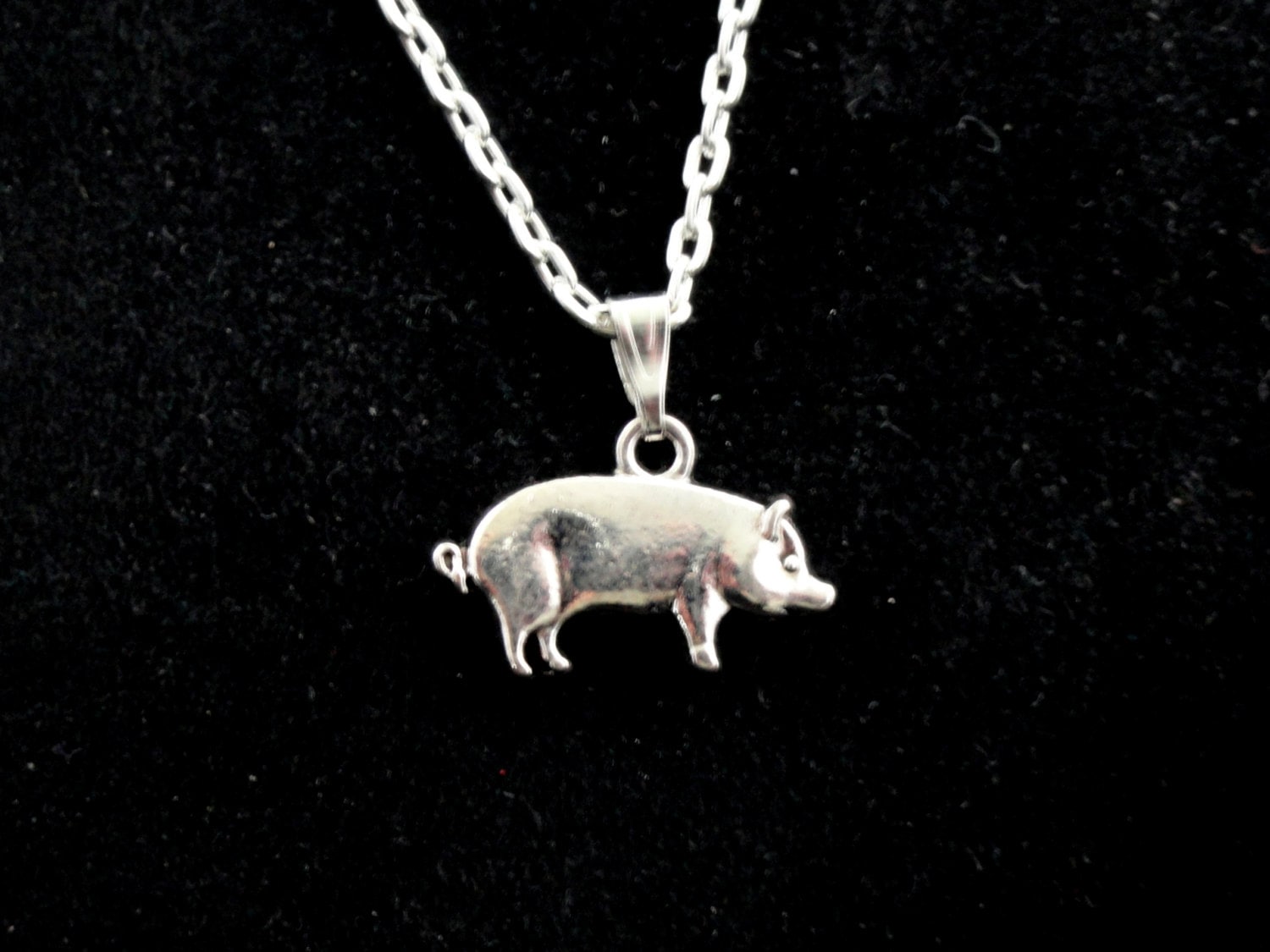 Pig necklace Silver pig necklace Cute pig necklace Animal | Etsy