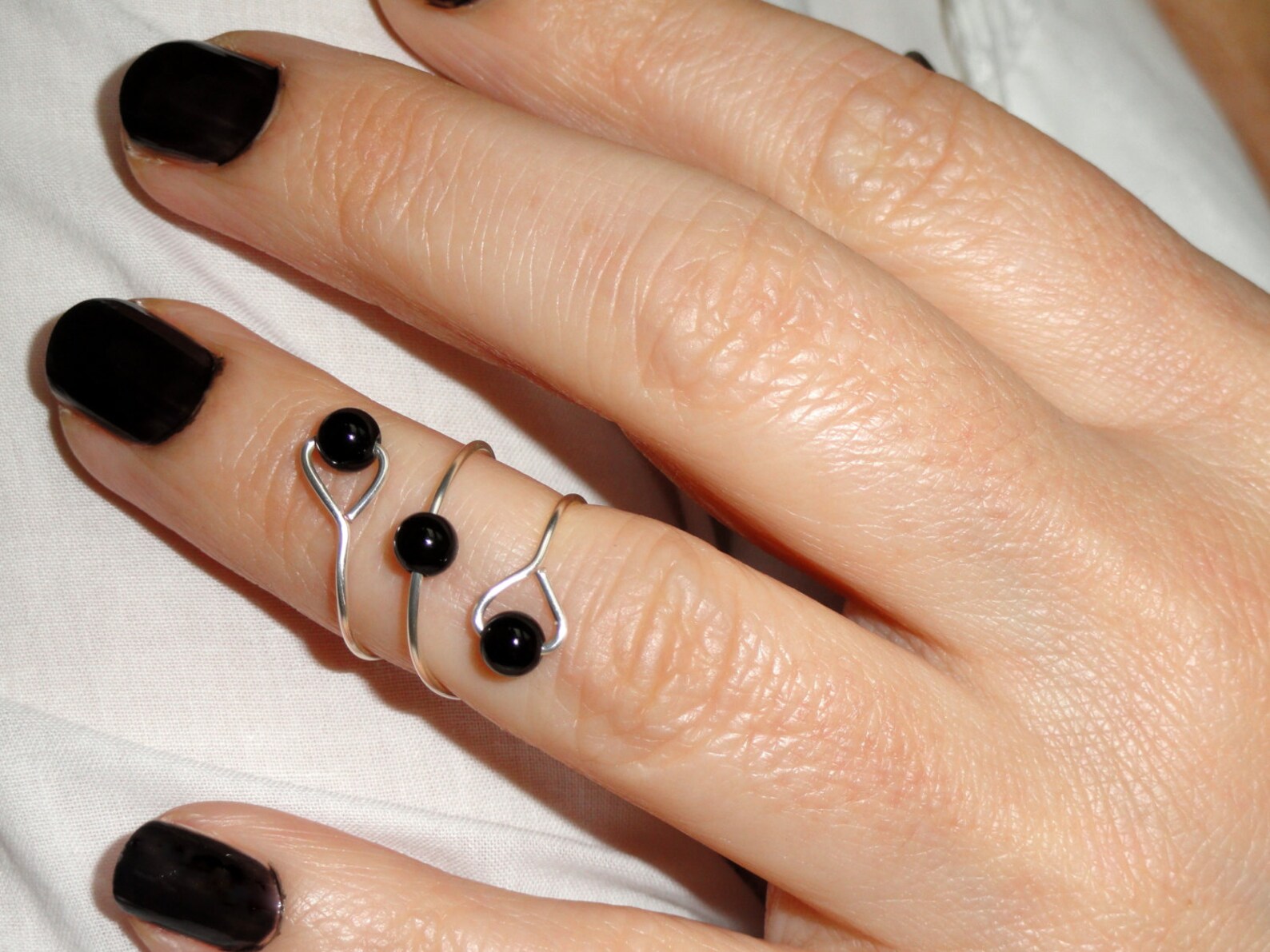 Black Onyx Knuckle Ring Silver Wire Onyx Knuckle Ring Black | Etsy