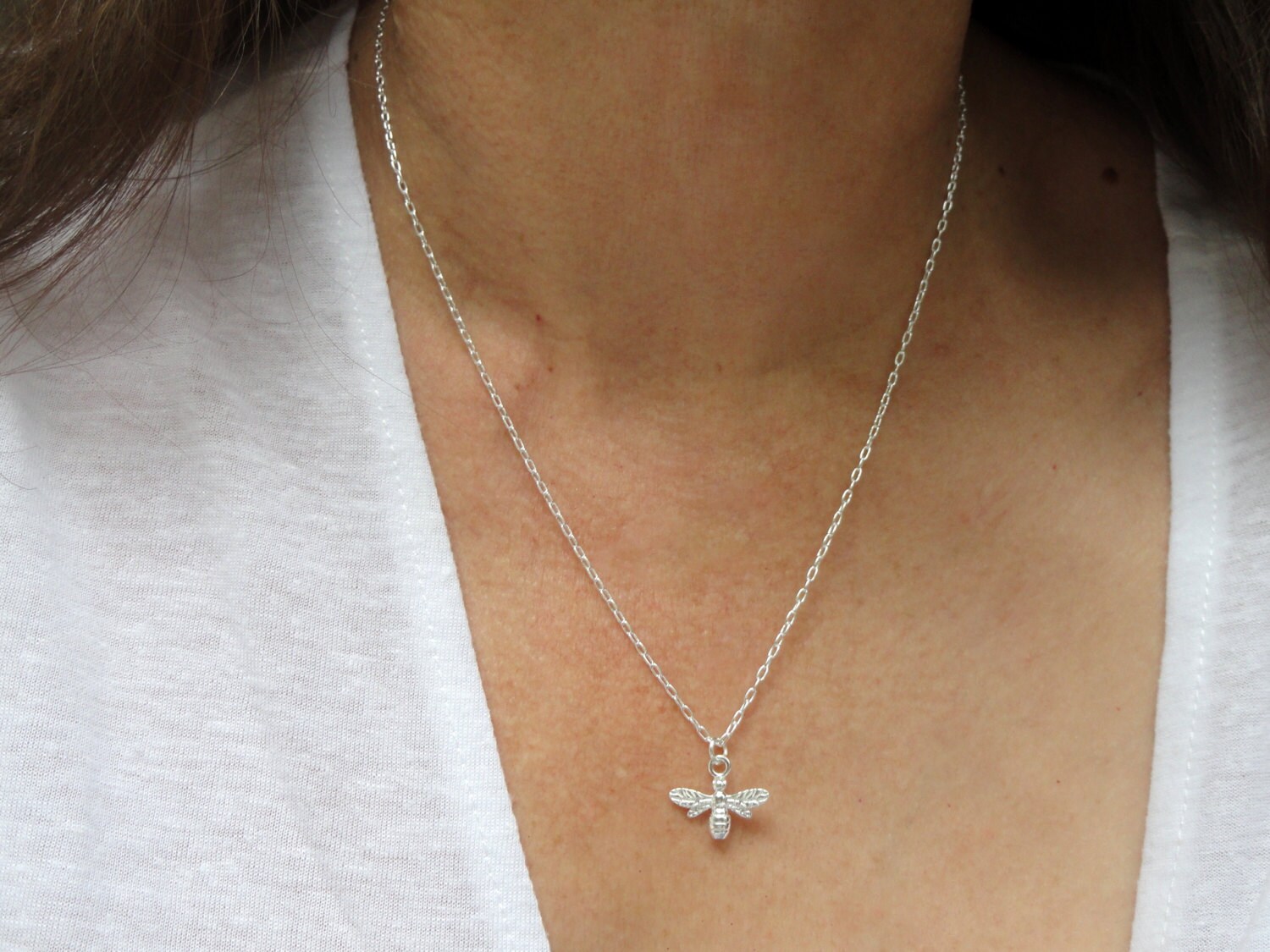 Bee Necklace Sterling Silver Bee Necklace Bee Pendant | Etsy UK