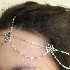 Silver Chain Headchain, Boho Head Jewelry, Chic Head Piece, Silver Head ...