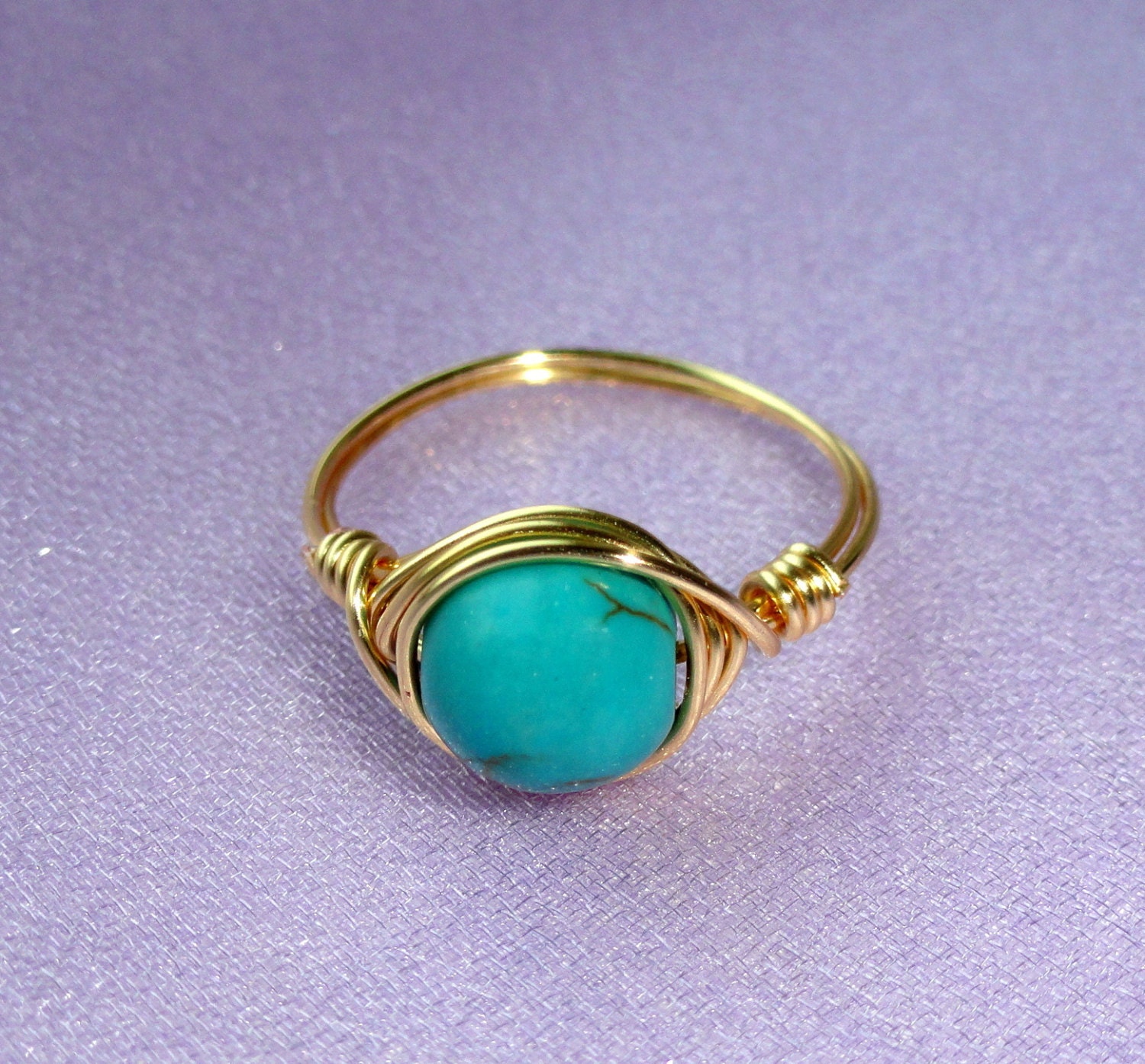 Turquoise Wire Wrapped Ring Gold Turquoise Wire Wrapped Ring - Etsy UK