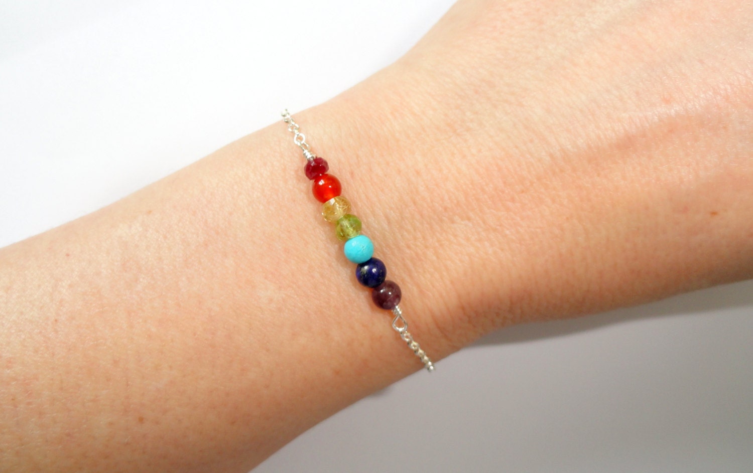 Sterling Silver Chakra Bracelet Chakra Bracelet Silver | Etsy UK