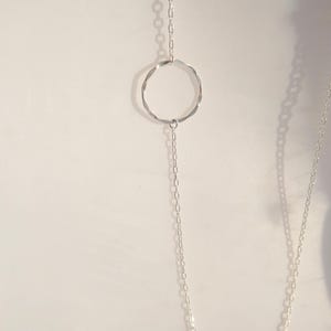 Silver Circle Necklace, Hammered Circle Choker Necklace, Circle Choker Necklace, Circle Necklace ...