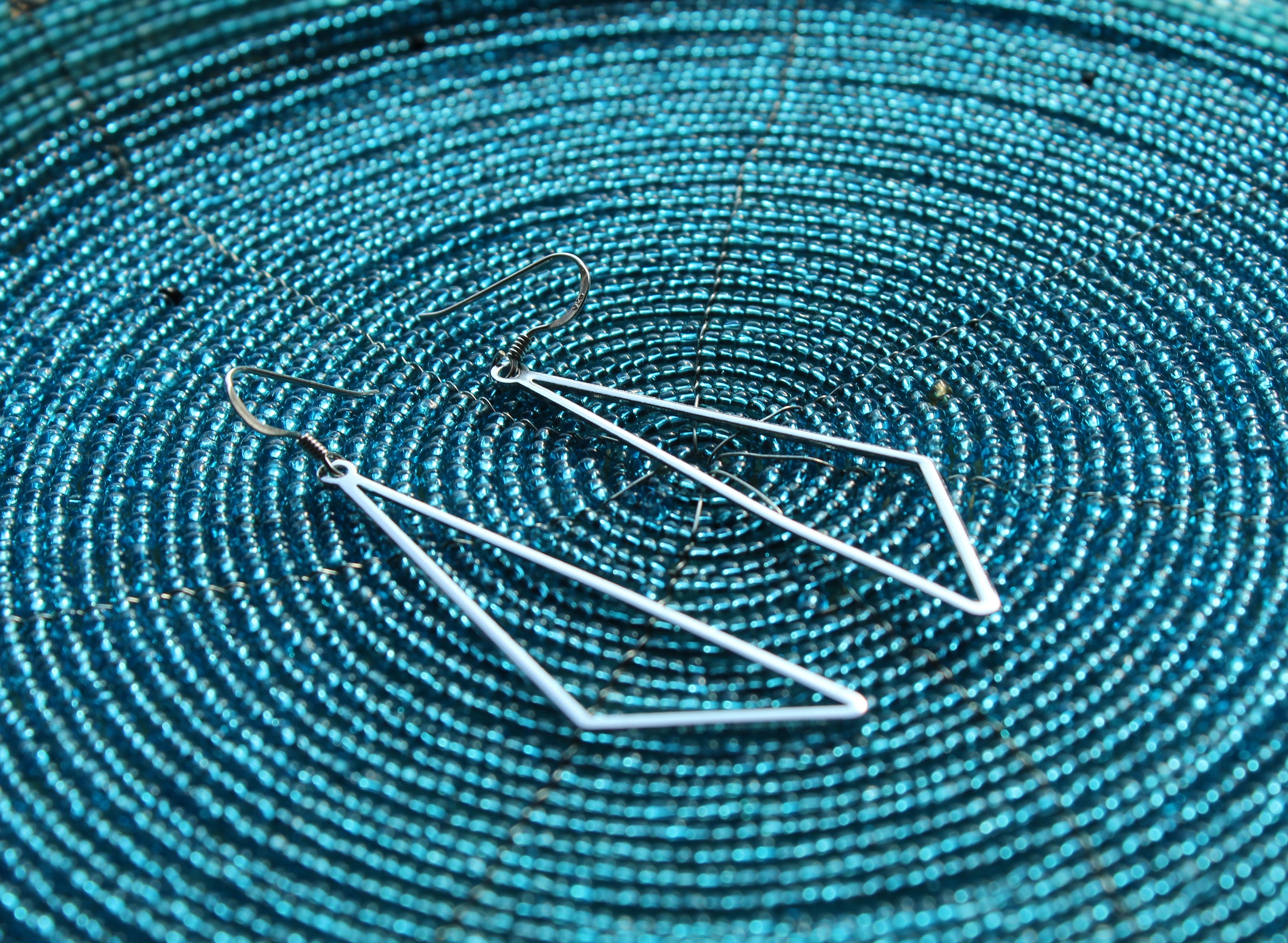 Silver Triangle Earrings Large Triangle Earrings Silver | Etsy