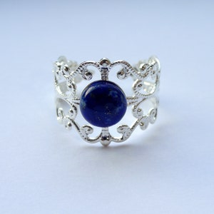 Silver Adjustable Lapis Lazuli Ring Lapis Lazuli Ring Stone - Etsy UK