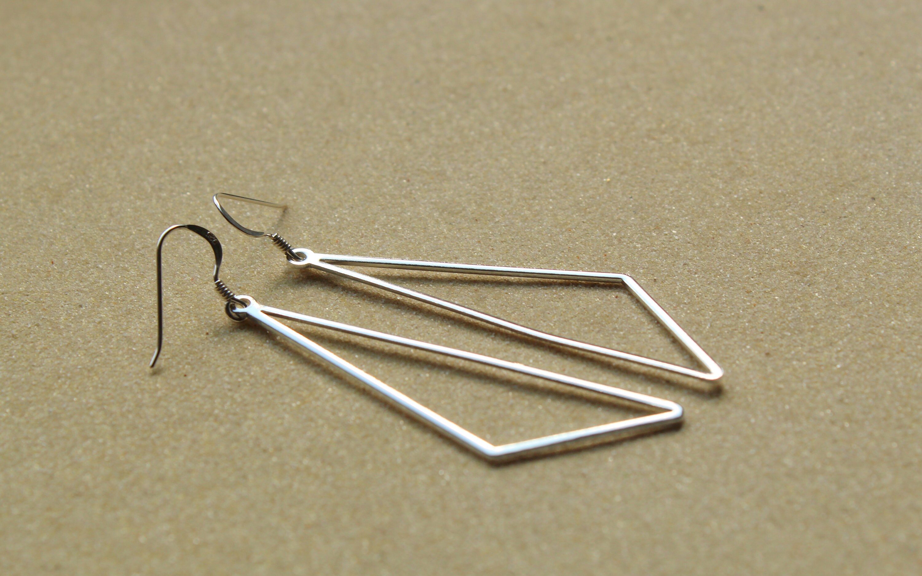 Silver Triangle Earrings Large Triangle Earrings Silver | Etsy