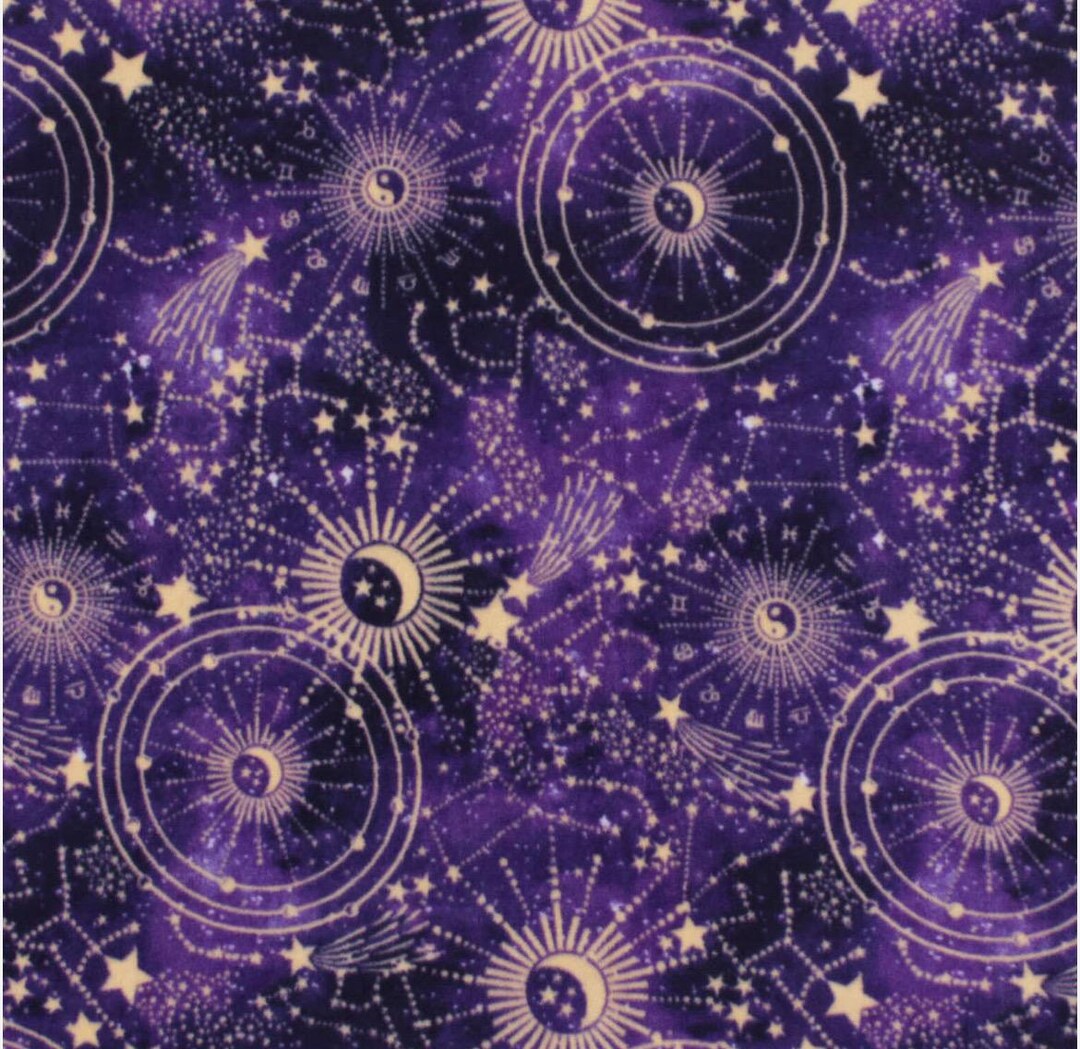 Purple Celestial Zodiac Anti-pill Plush Fleece Fabric - Etsy