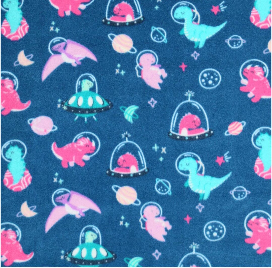 Dinos in Space Anti-pill Plush Fleece Fabric - Etsy