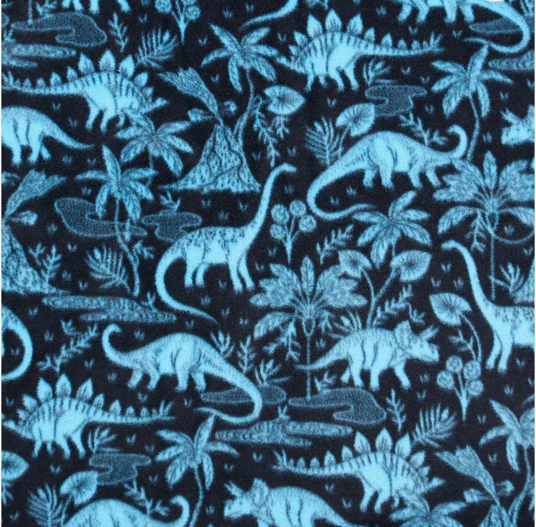 Blue Dino Scenic Anti-pill Plush Fleece Fabric 1 Yard Cuts - Etsy