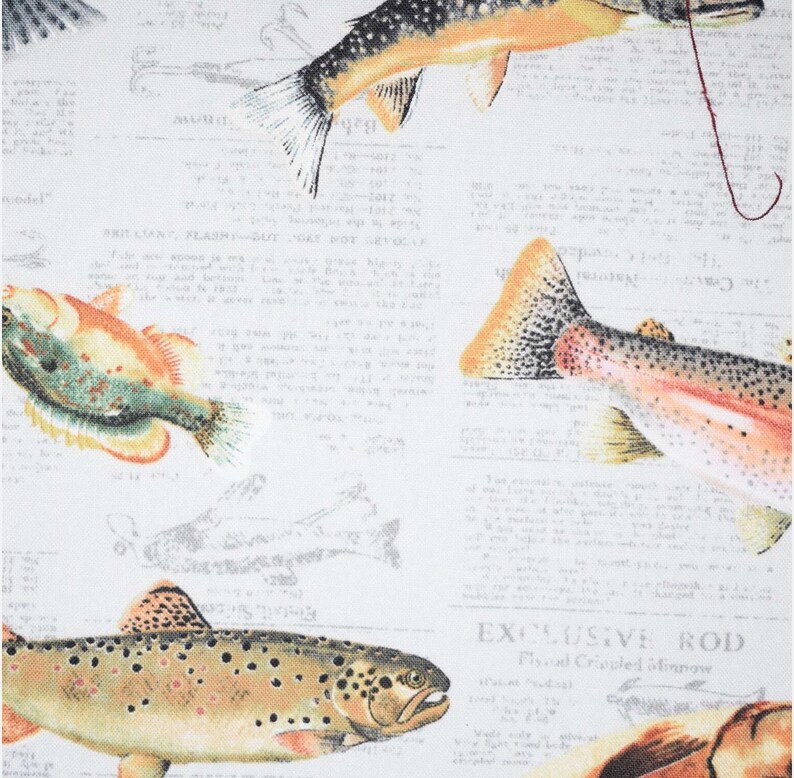 Fish on Newspaper Premium Quilter’s Cotton Fabric – 100% Cotton, High ...