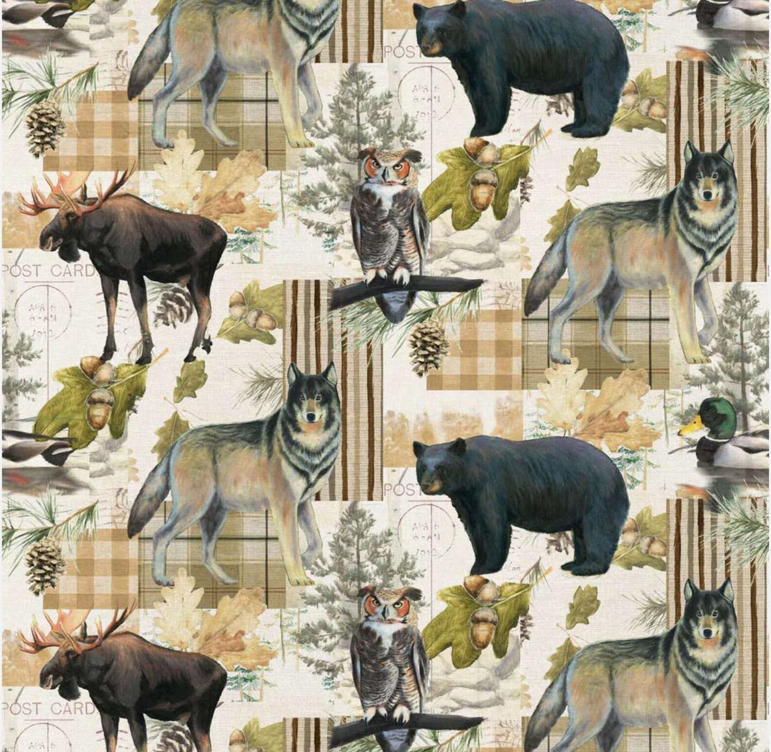 Northern Wild - Wolf - Bear - Moose Premium Quilter’s Cotton Fabric ...