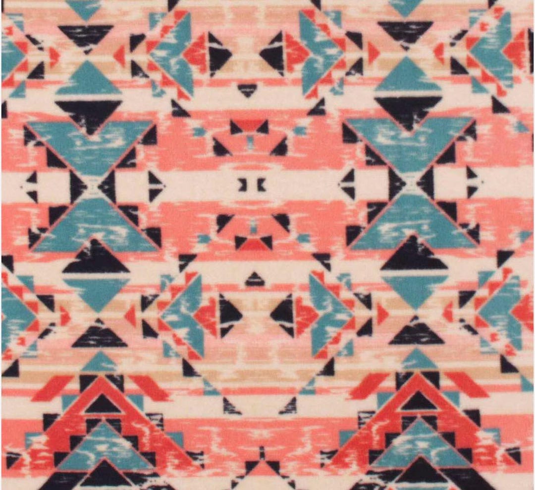 Coral Aztec Anti-pill Plush Fleece Fabric - Etsy