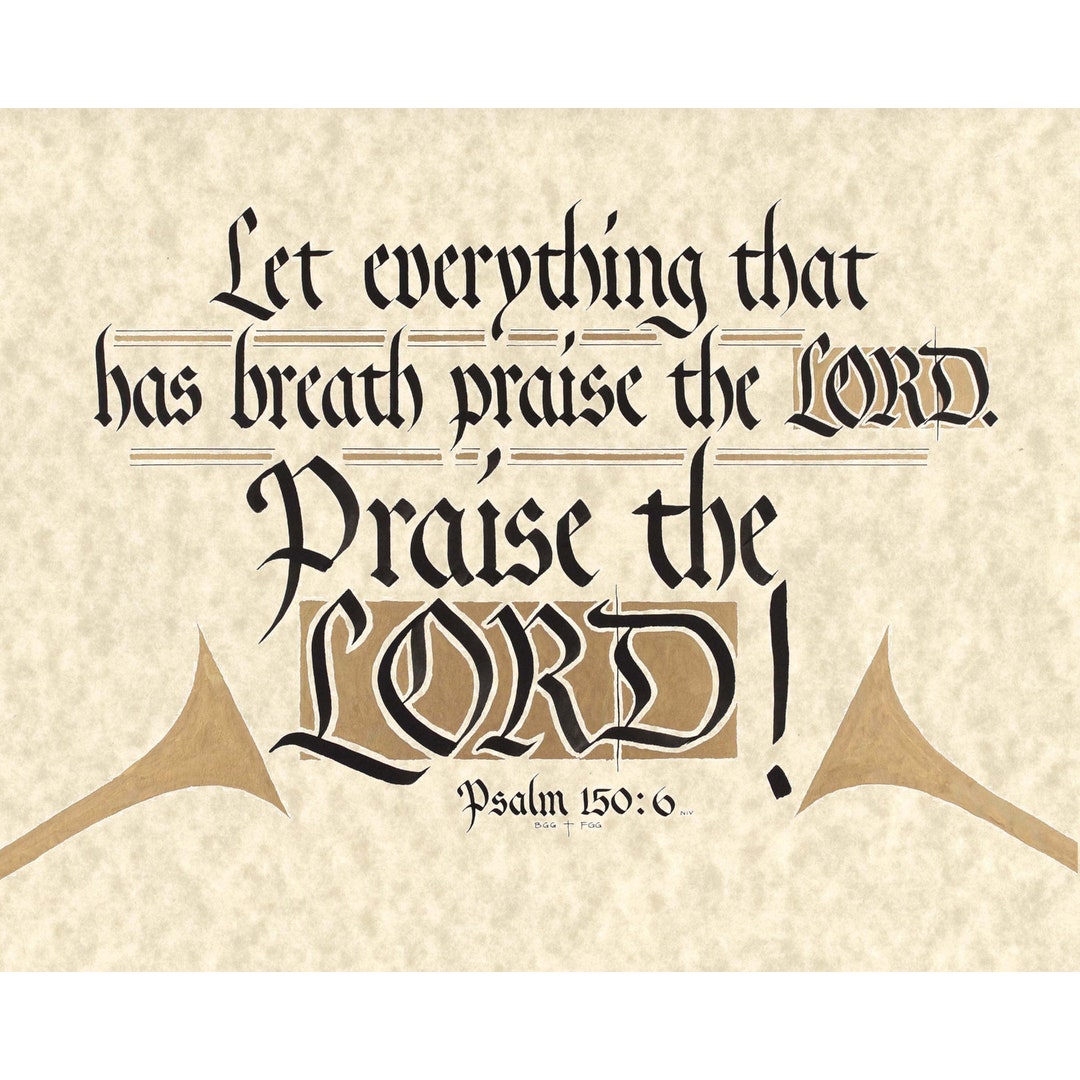 Digital - Psalm 150:6 - NIV - Hand Lettering - Calligraphy Print ...