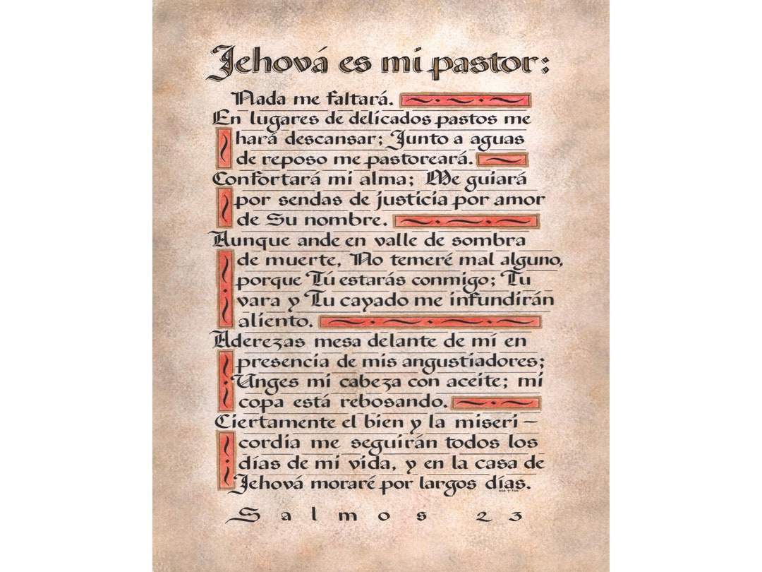 Digital - Salmo 23 - Spanish - Hand Lettering - Calligraphy Print ...