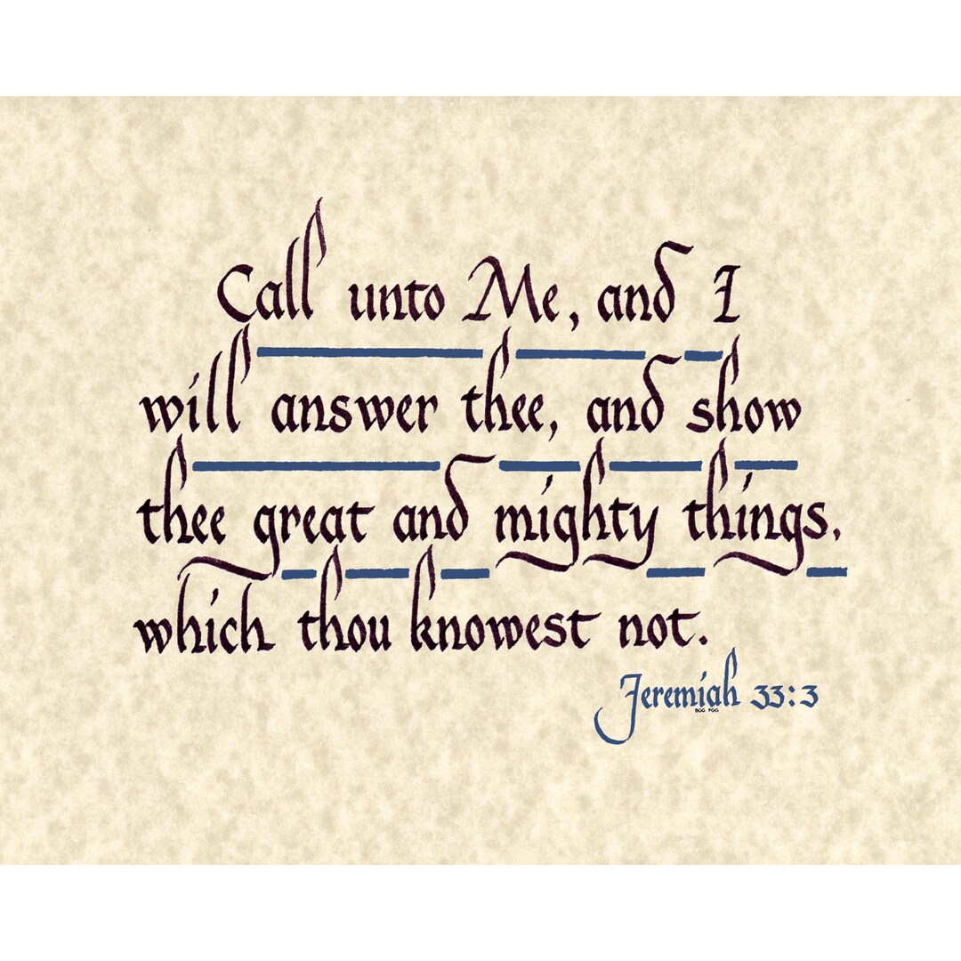 Print - Jeremiah 33:3 - Hand Lettering - Calligraphy Print - Scripture ...