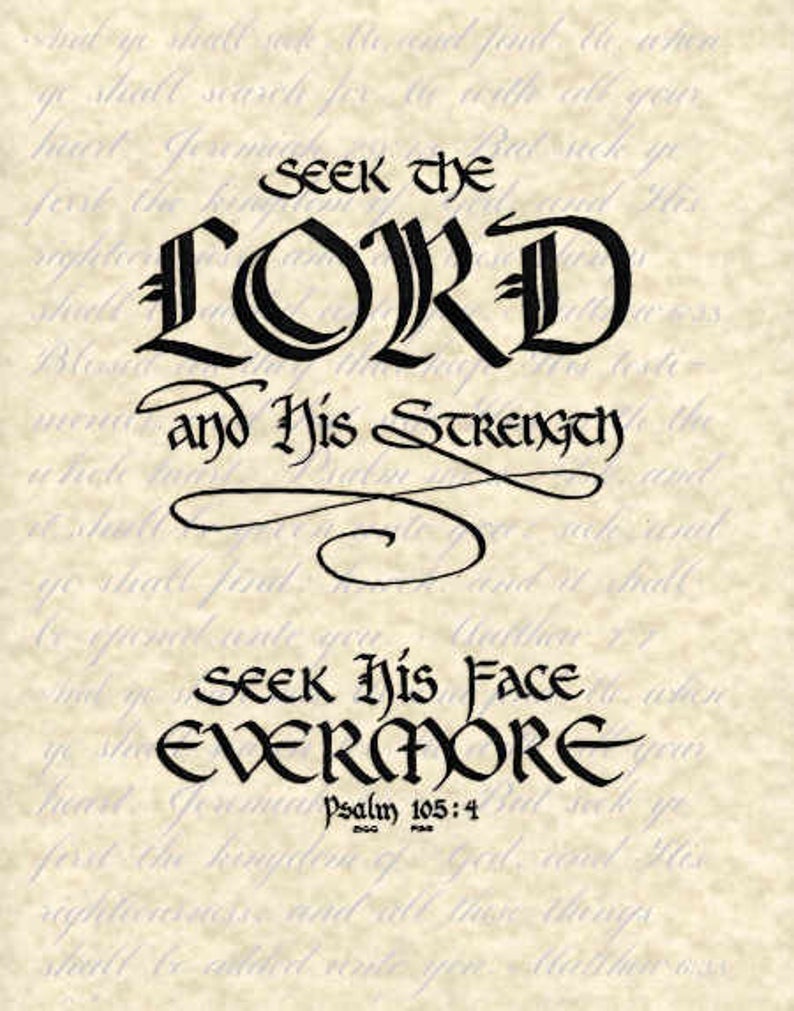 Psalm 105:4 Hand Lettered Calligraphy Print Digital - Etsy Psalm 105:4 Hand Lettered Calligraphy Print Digital - Etsy