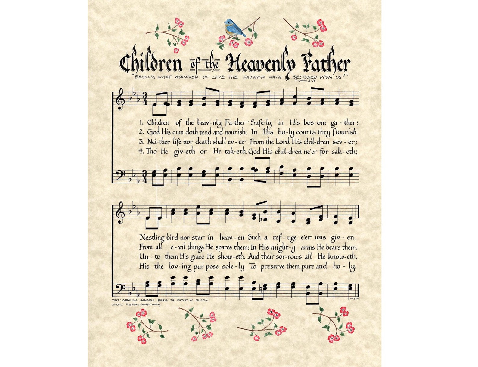 Print - Children of the Heavenly Father - With Music - Hymn - Scripture ...