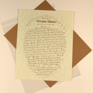 Print - Proverbs 31 - Virtuous Woman - Hand Lettered Calligraphy Print ...