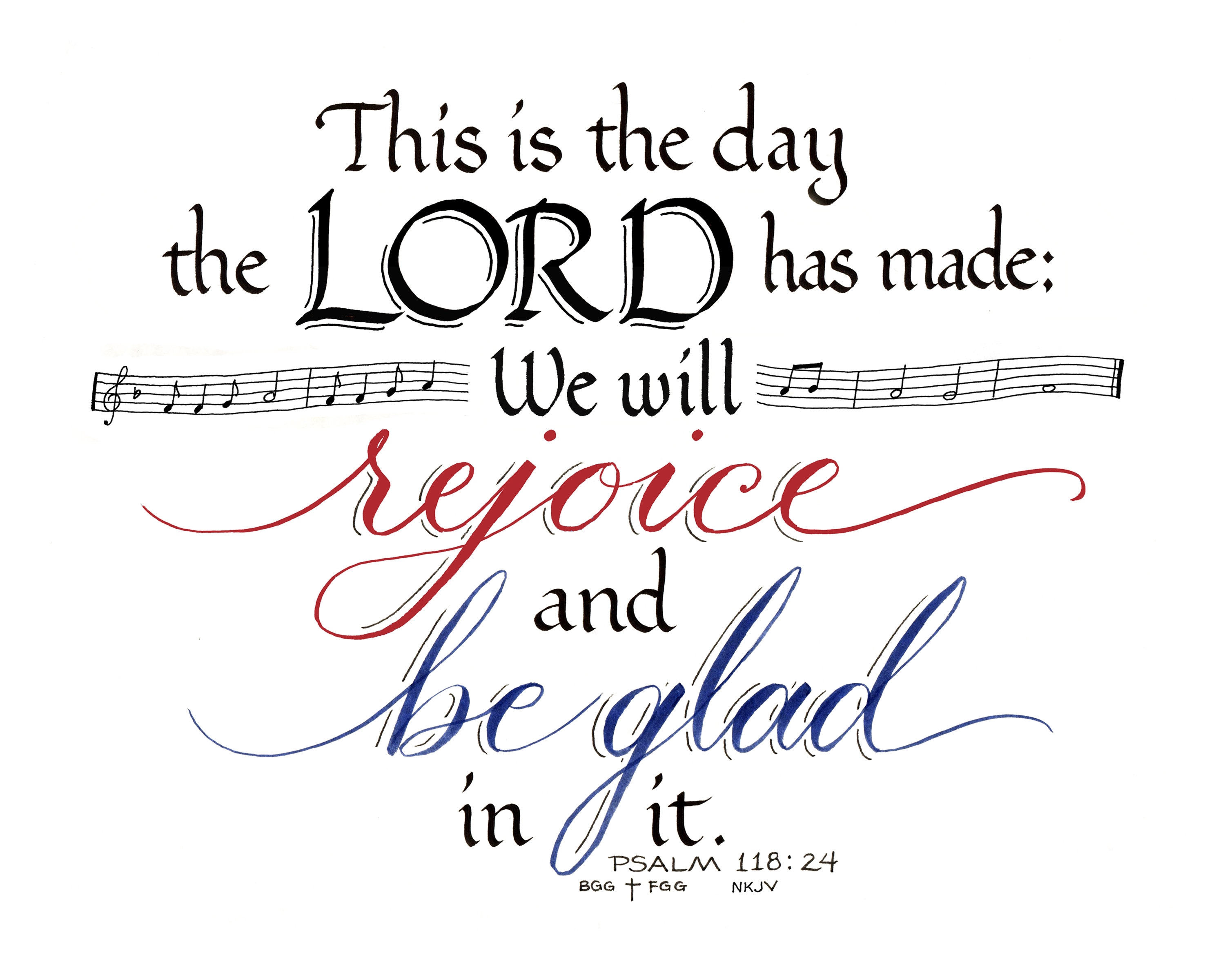 Print - Psalm 118:24 - Hand Lettering - Calligraphy Print - Scripture ...