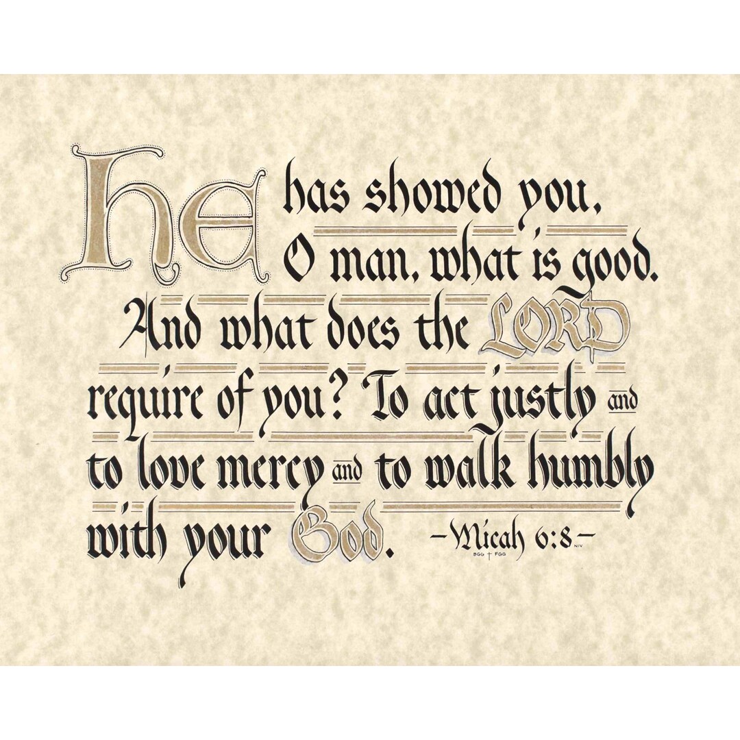 Print - Micah 6:8 - Hand Lettered Calligraphy Print - Wall Art ...