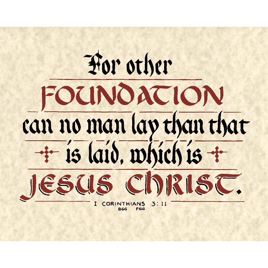 Print - I Corinthians 3:11 - Hand Lettering - Calligraphy Print ...