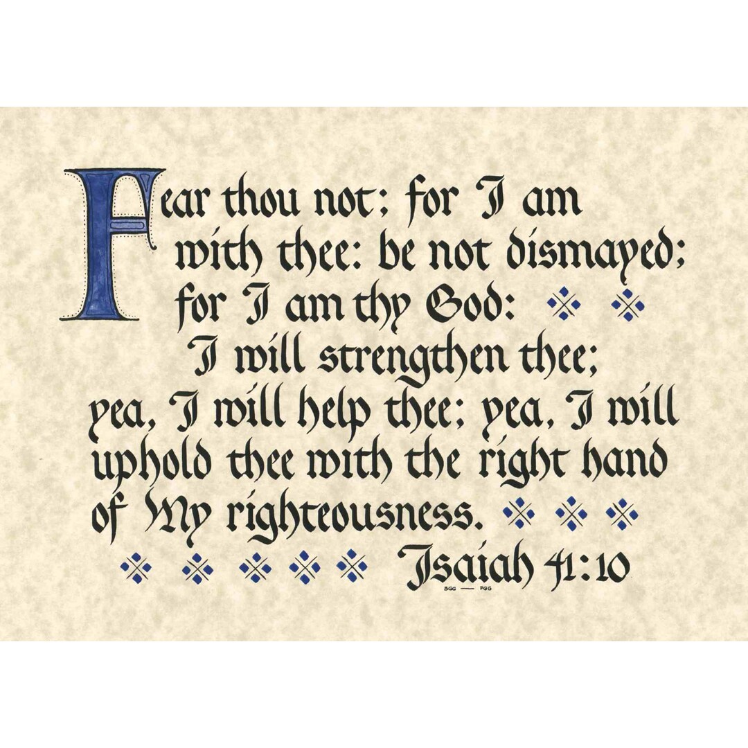 Digital - Isaiah 41:10 - KJV - Hand Lettered Calligraphy Print - Wall ...