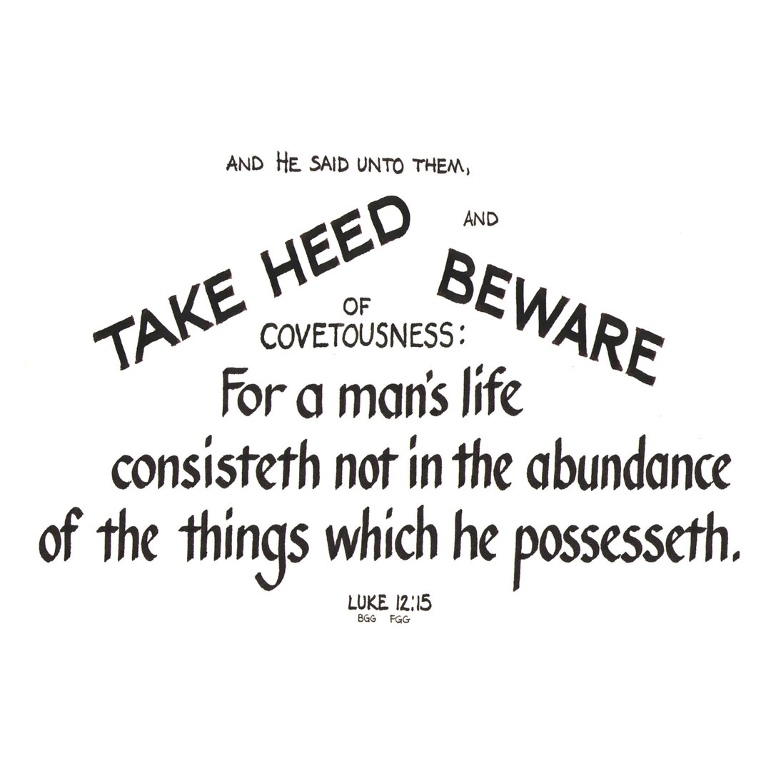 Print - Luke 12:15 - Hand Lettering - Calligraphy Print - Scripture ...