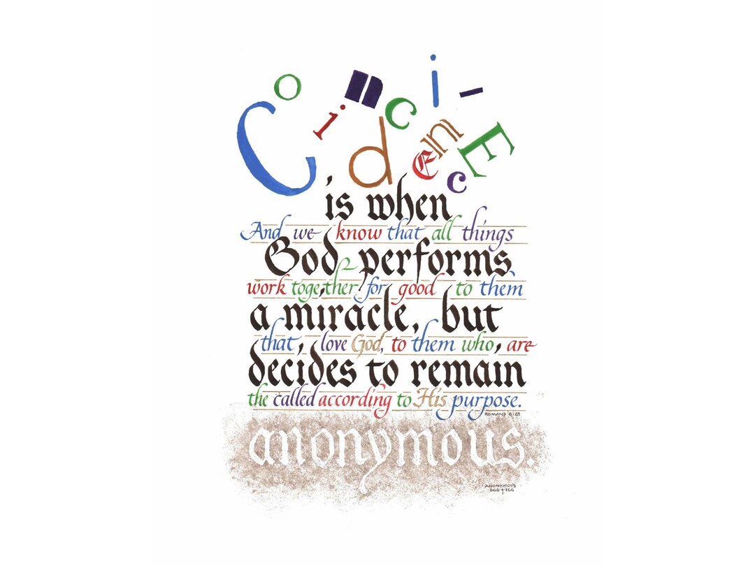 Print - Coincidence - Hand Lettered Calligraphy Print - Wall Art ...