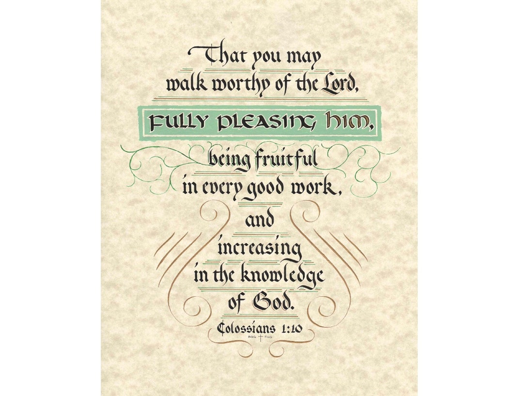 Digital - Colossians 1:10 - Hand Lettering - Calligraphy Print ...