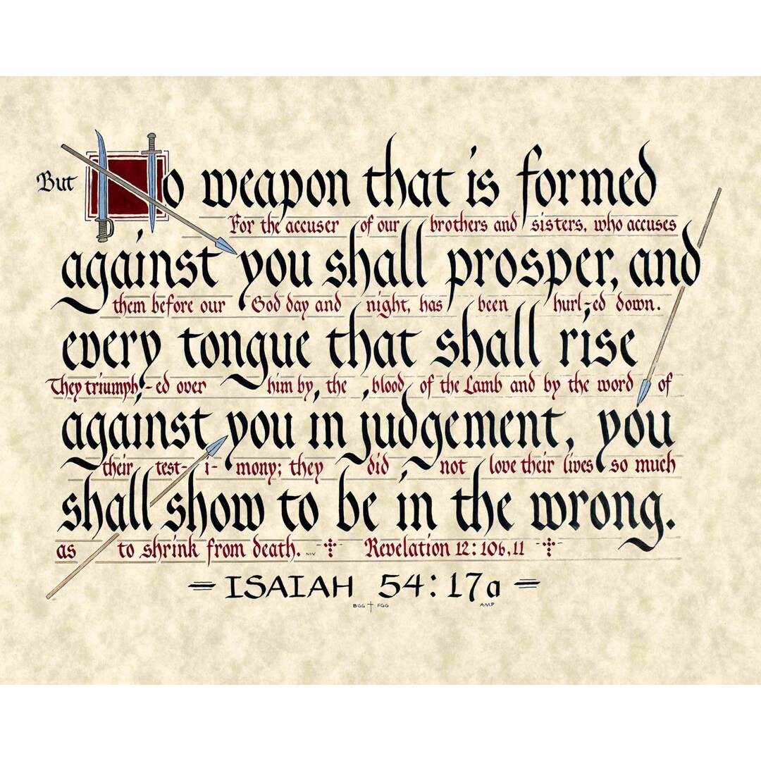 Print - Isaiah 54:17 - Hand Lettered Calligraphy Print - Wall Art ...