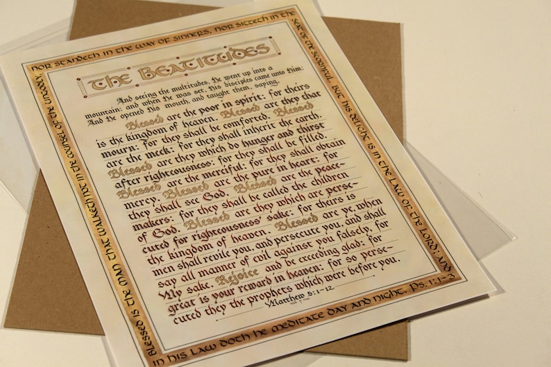Print - Matthew 5:1-12 - the Beatitudes - Hand Lettered Calligraphy ...