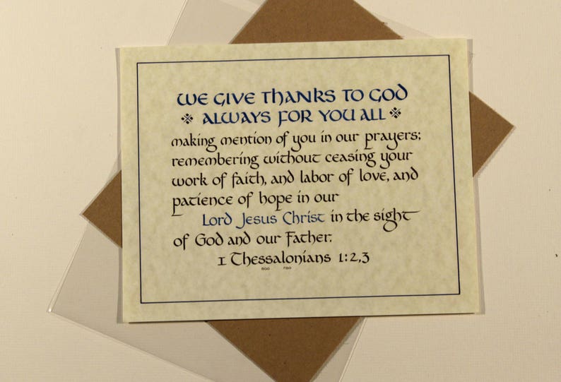Print - I Thessalonians 1:2-3 - Hand Lettered Calligraphy Print - Wall ...