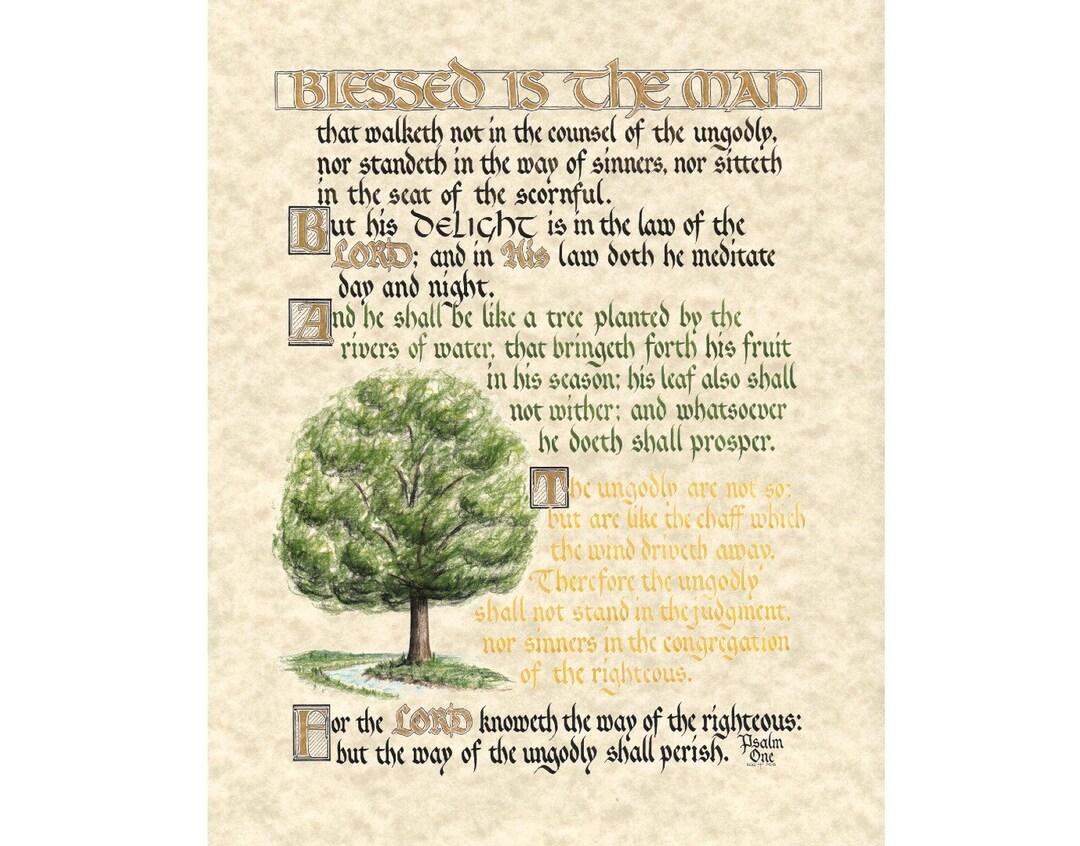 Digital - Psalm 1 - Hand Lettered Calligraphy Print - Digital Download ...