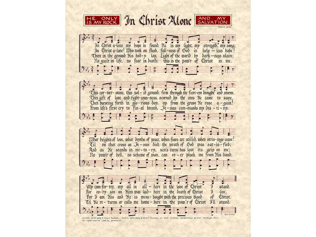 Print - in Christ Alone - Hand Lettered Calligraphy Print - Getty Music ...