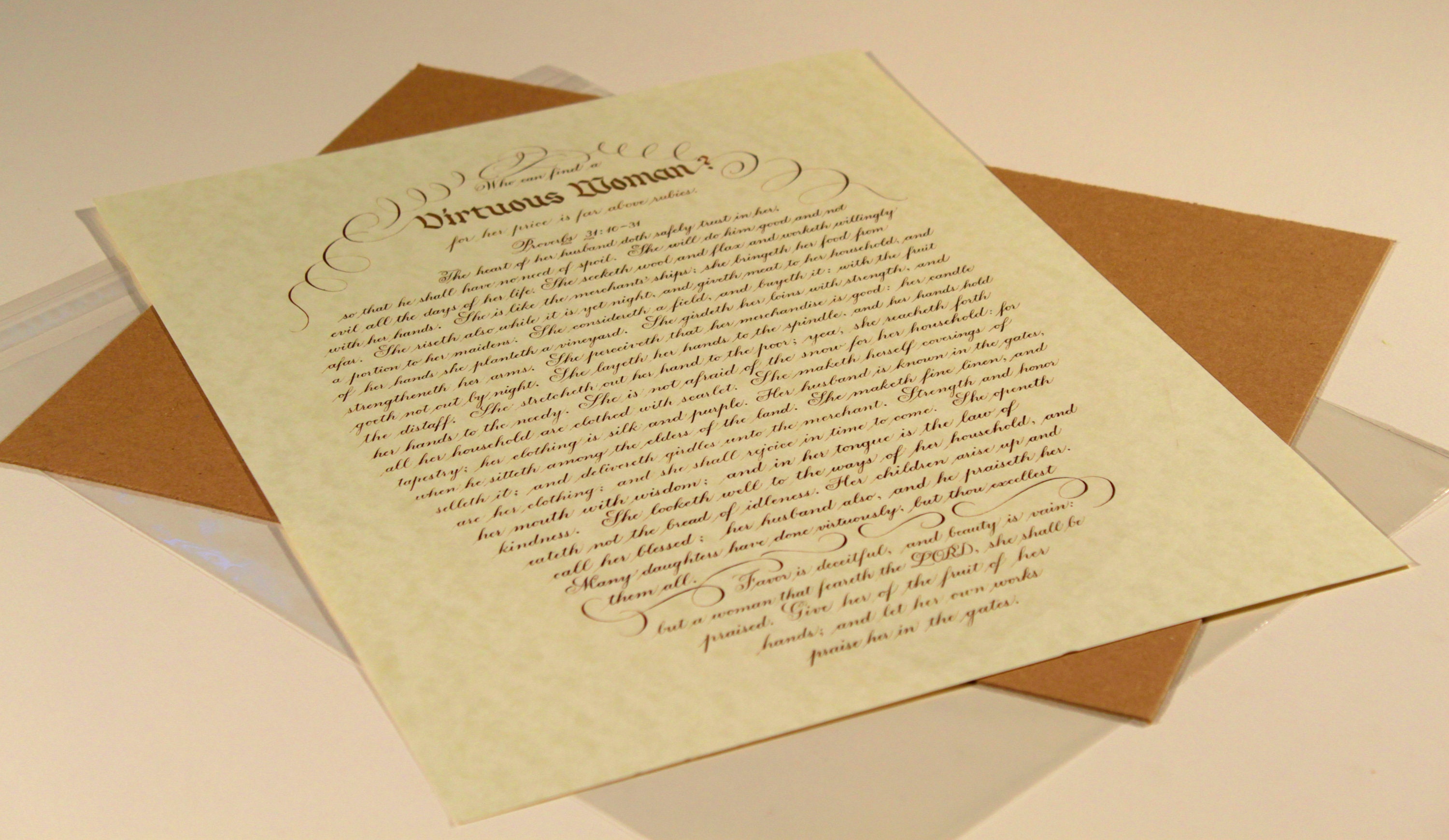 Print - Proverbs 31 - Virtuous Woman - Hand Lettered Calligraphy Print ...